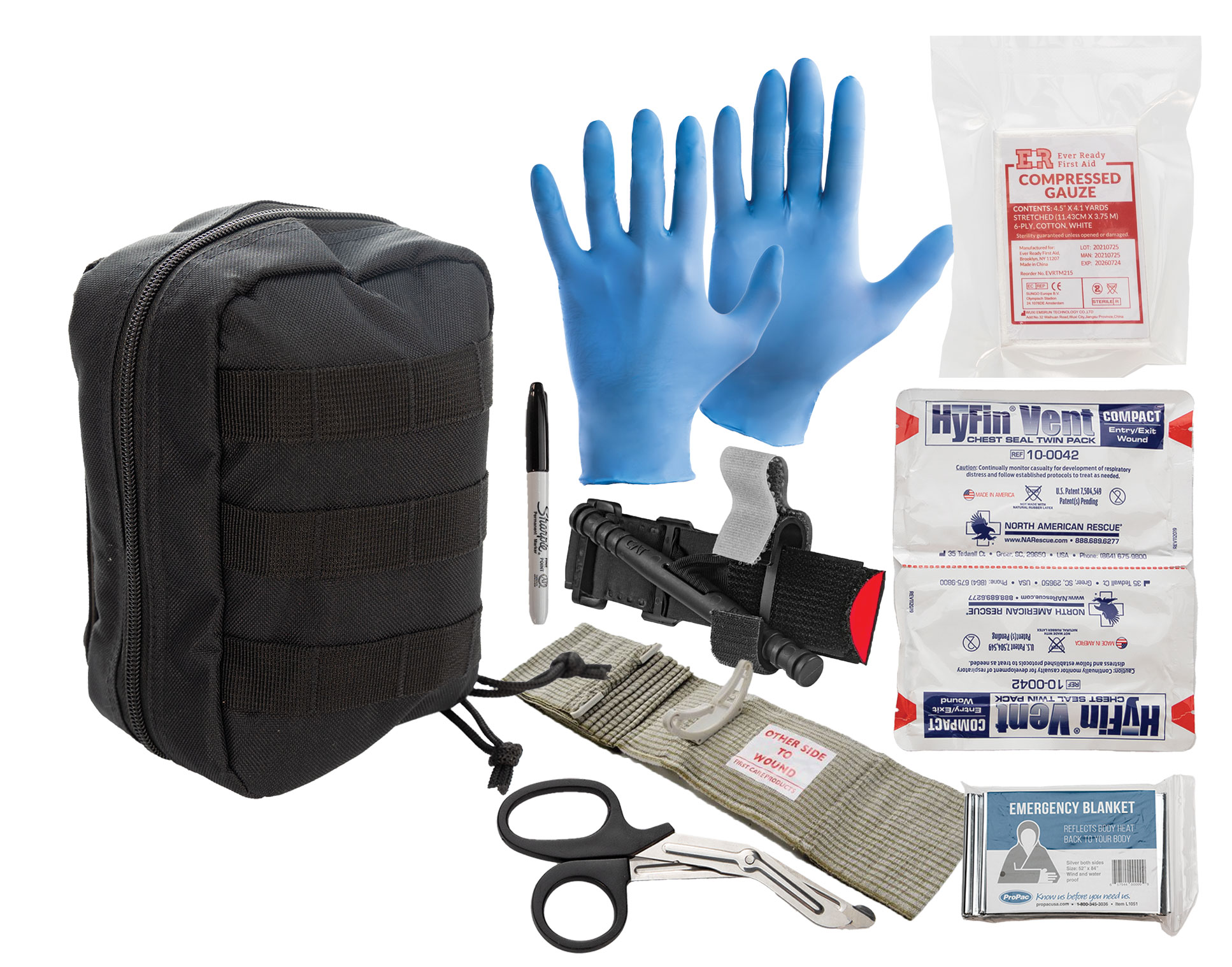 First Aid Bleed Stop Kit LVL 2 | Black MOLLE Pouch | ProPac USA