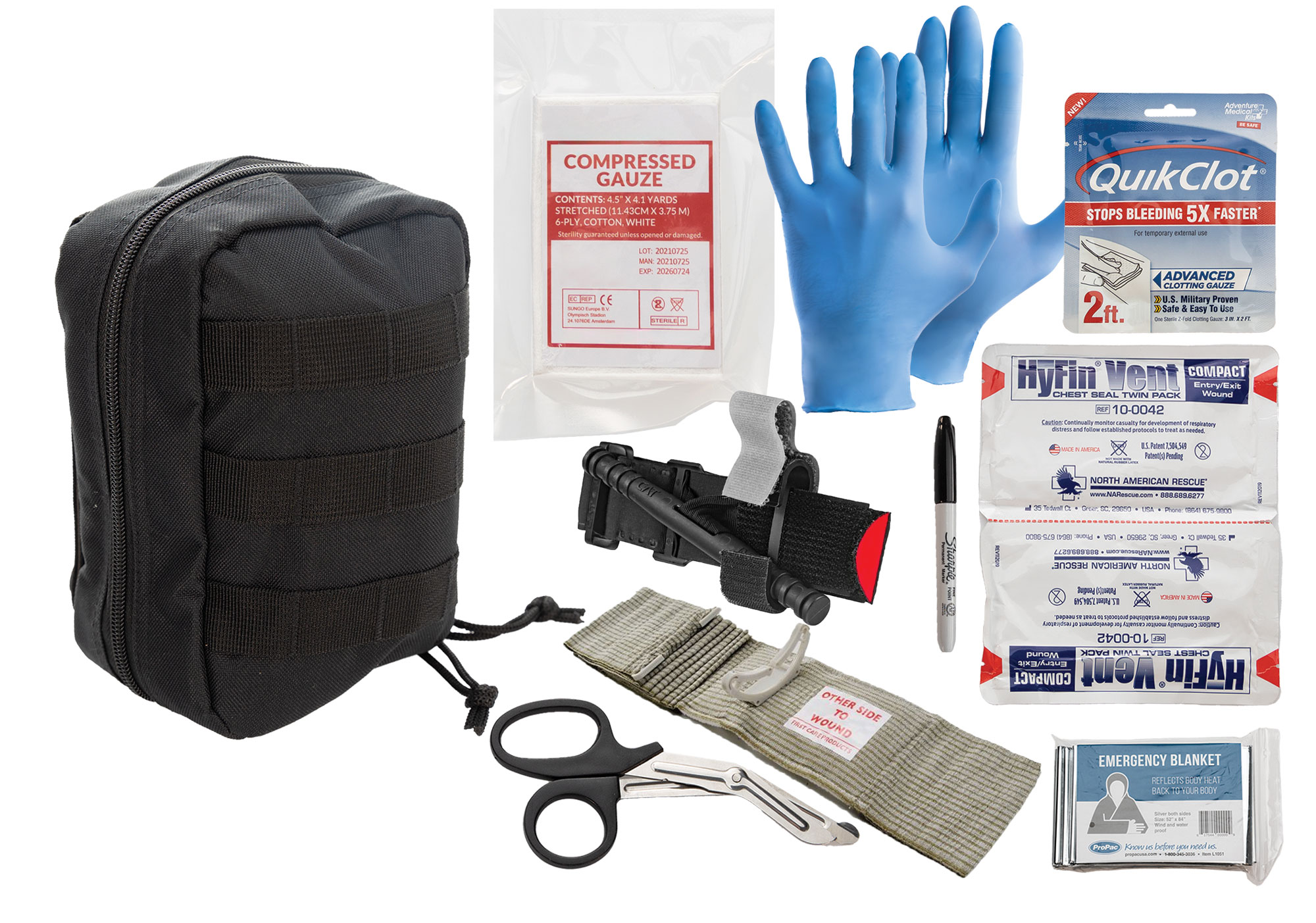 First Aid Bleed Stop Kit LVL 3 | Black MOLLE Pouch | ProPac USA